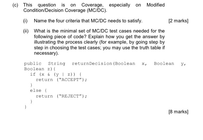 Solved (c) This question is on Coverage, especially on | Chegg.com