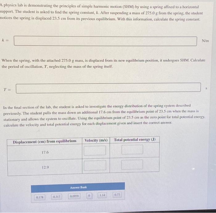 Solved A physies lab is demonstrating the principles of | Chegg.com