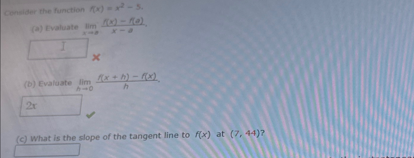 Solved conuider the function f(x)=x2-5(a) ﻿Evaluate | Chegg.com