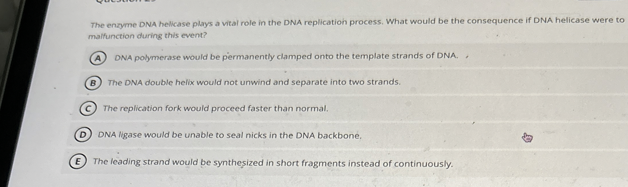 Solved The enzyme DNA helicase plays a vital role in the DNA | Chegg.com