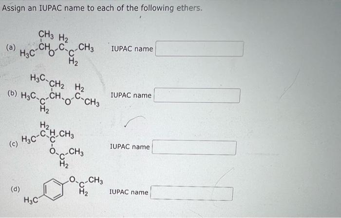 Solved Assign A Common Name To Each Of The Following Ethers