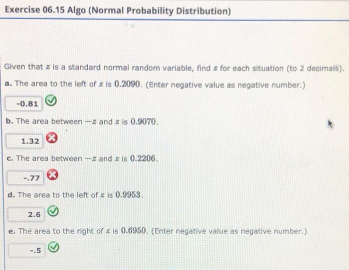 Solved Exercise 06.15 Algo (Normal Probability Distribution) | Chegg.com