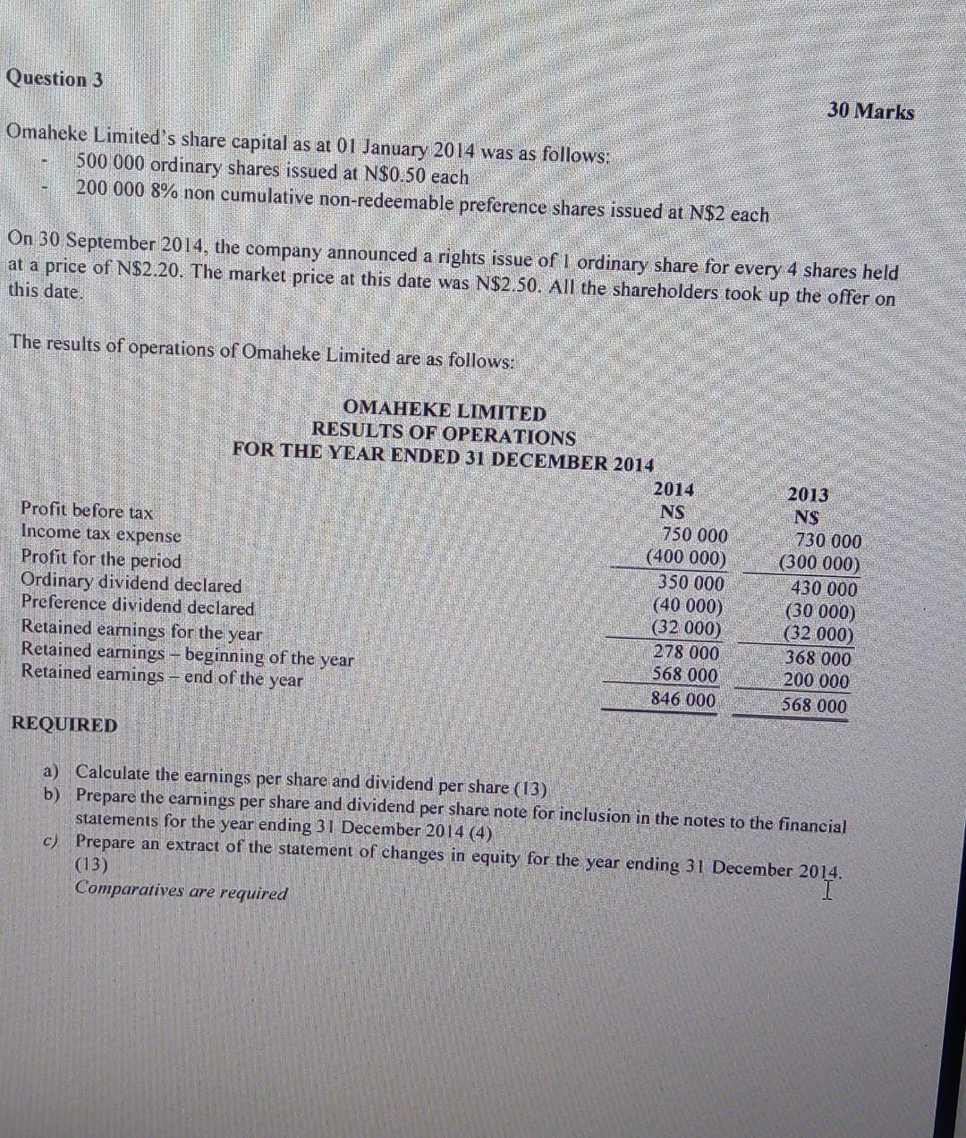 Solved Question 1 30 Marks The following are the financial | Chegg.com