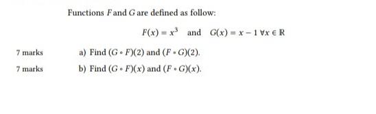 Solved Functions F and G are defined as follow: F(x)=x3 and | Chegg.com