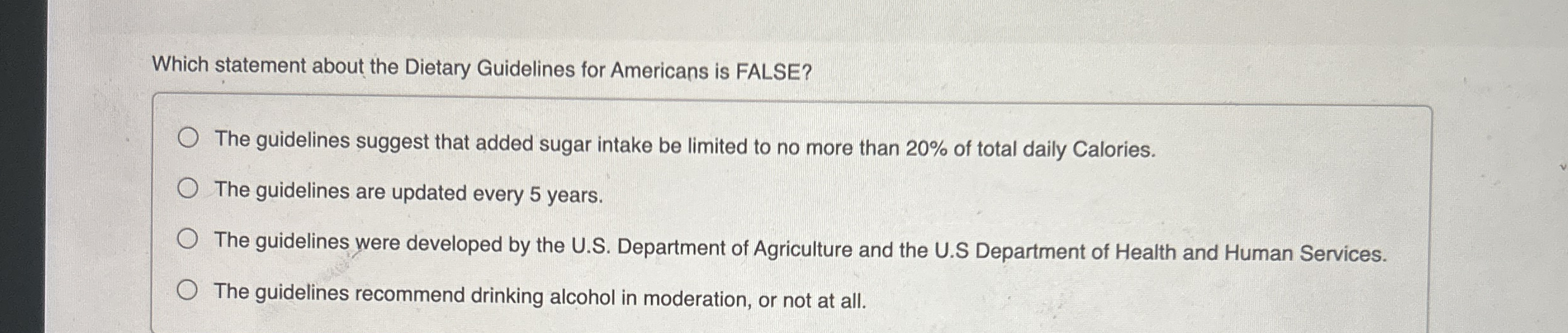 Solved Which statement about the Dietary Guidelines for | Chegg.com