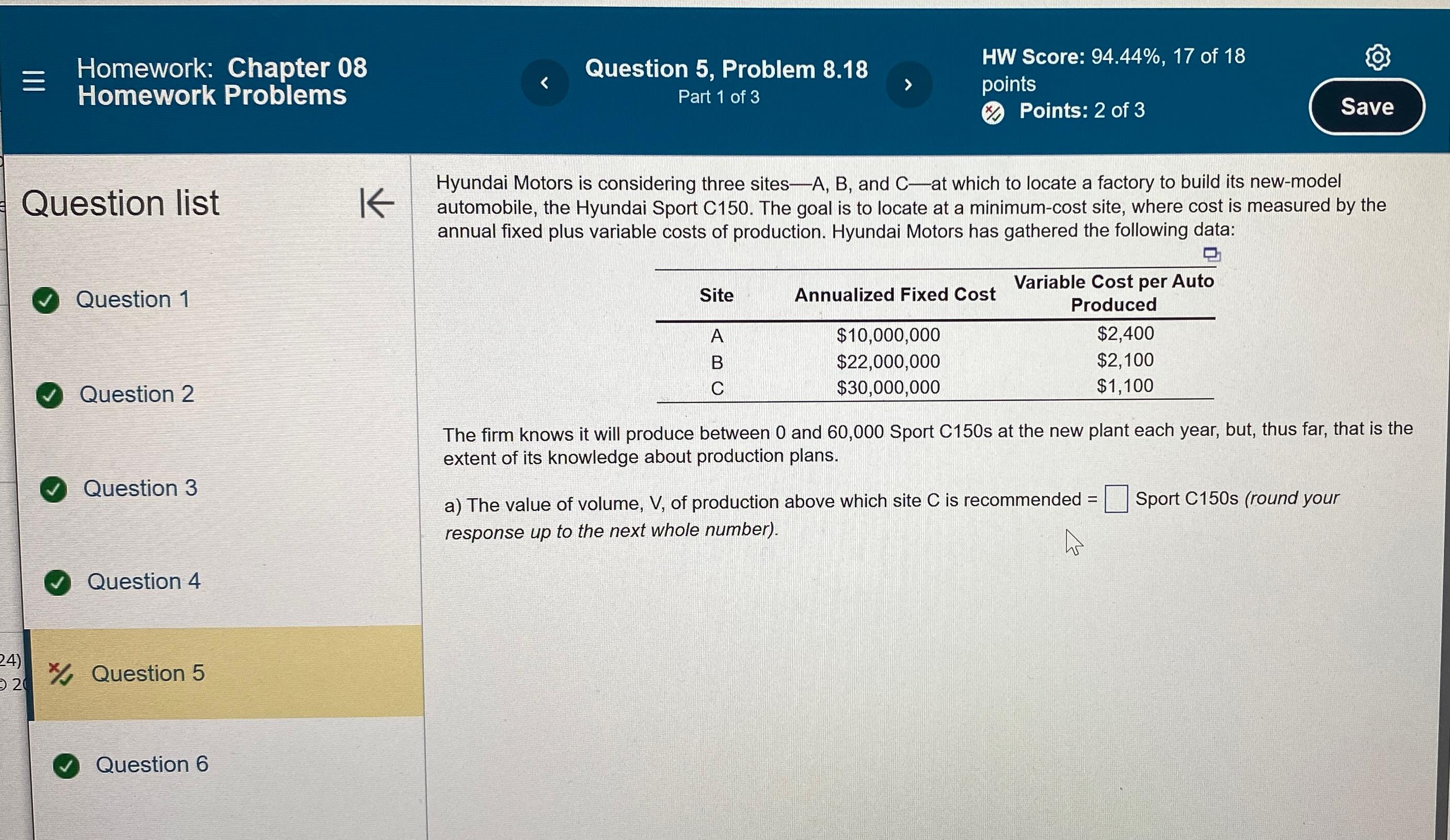 Solved -= Homework: Chapter 08 Homework Problems\\nQuestion | Chegg.com