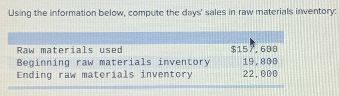 Solved Using the information below, compute the days' sales | Chegg.com