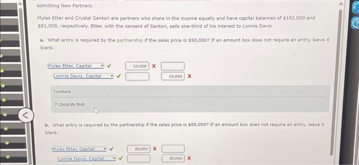 Solved Admitting New Partners Myles Etter and Crystal | Chegg.com