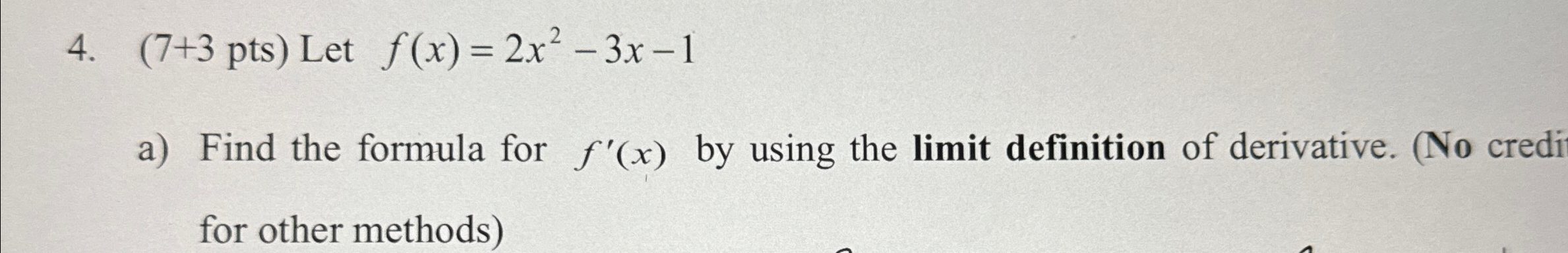 Solved (7+3 pts) Let f(x)=2x2-3x-1a) Find the formula for | Chegg.com Solved (7+3 pts) Let f(x)=2x2-3x-1a) Find the formula for | Chegg.com