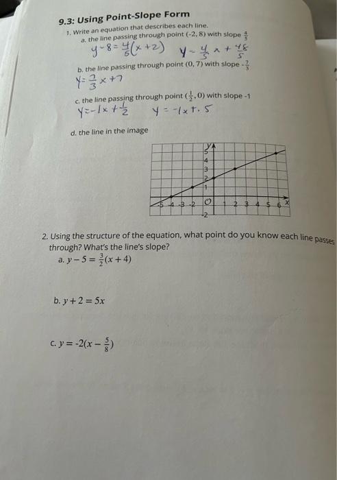 Solved 1. Write an equation that describes each line. a. the | Chegg.com