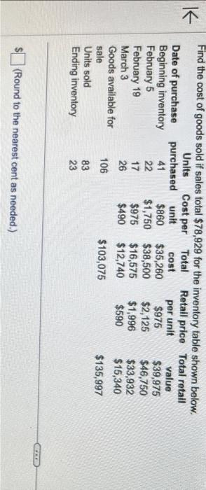 Solved (Round to the nearest cent as needed.) | Chegg.com