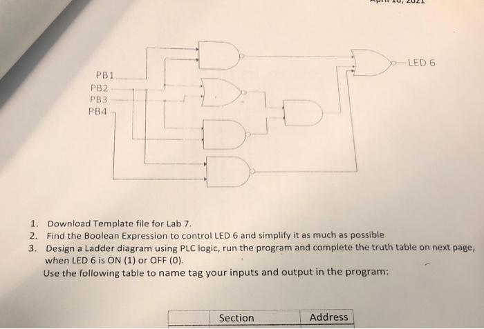 Solved LED 6 PB1 PB2 PB3 PB4 1. Download Template file for | Chegg.com