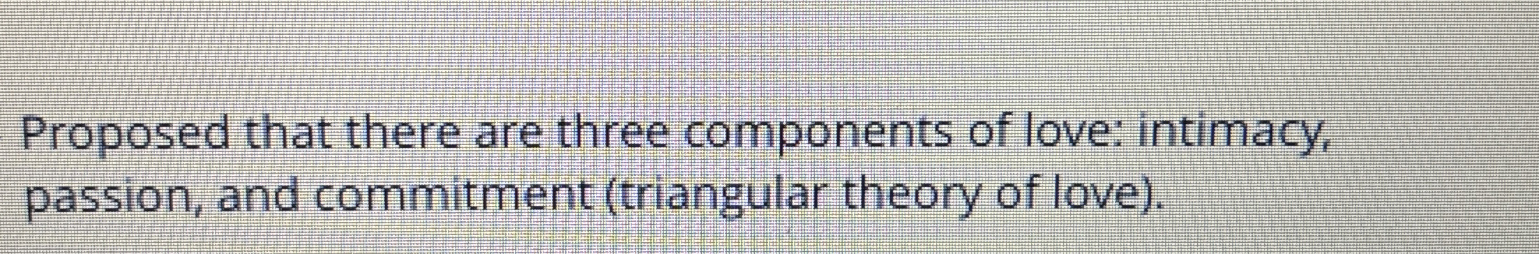 Solved Proposed that there are three components of love: | Chegg.com