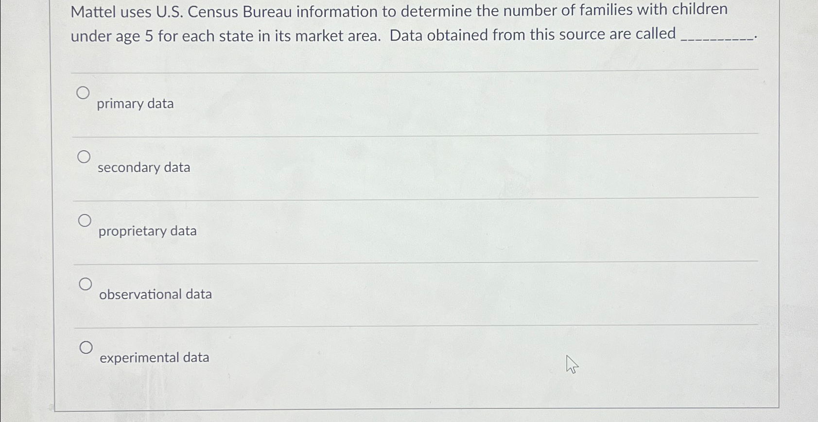 Solved Mattel uses U.S. ﻿Census Bureau information to | Chegg.com