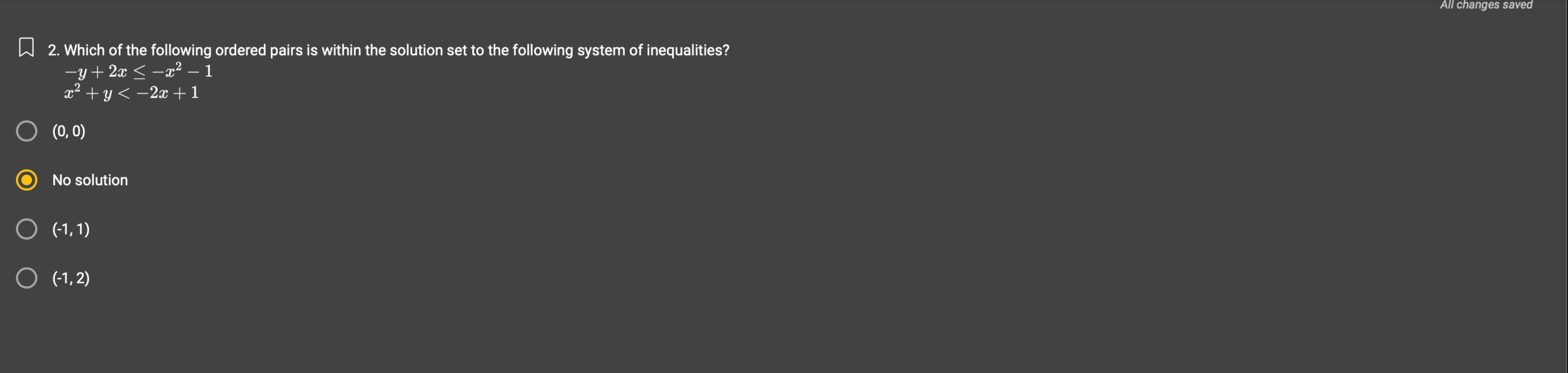 Solved All changes saved2. ﻿Which of the following ordered | Chegg.com