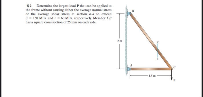 Solved B Q3 Determine the largest load P that can be applied | Chegg.com
