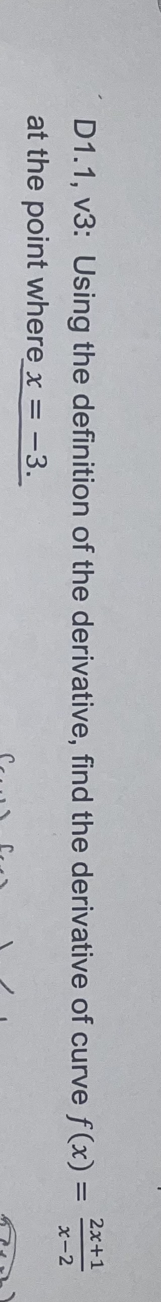 Solved D1.1, ﻿v3: Using the definition of the derivative, | Chegg.com