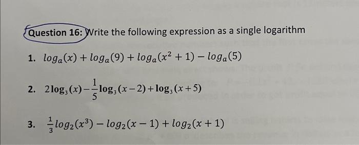 Solved Question 16: Write the following expression as a | Chegg.com