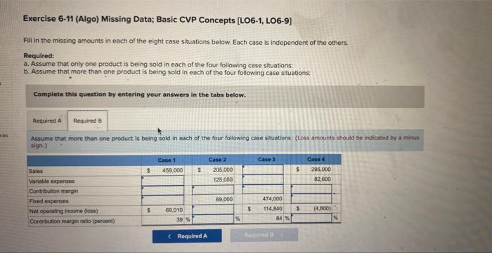 Solved Exercise 6 11 Algo Missing Data Basic Cvp Concepts 
