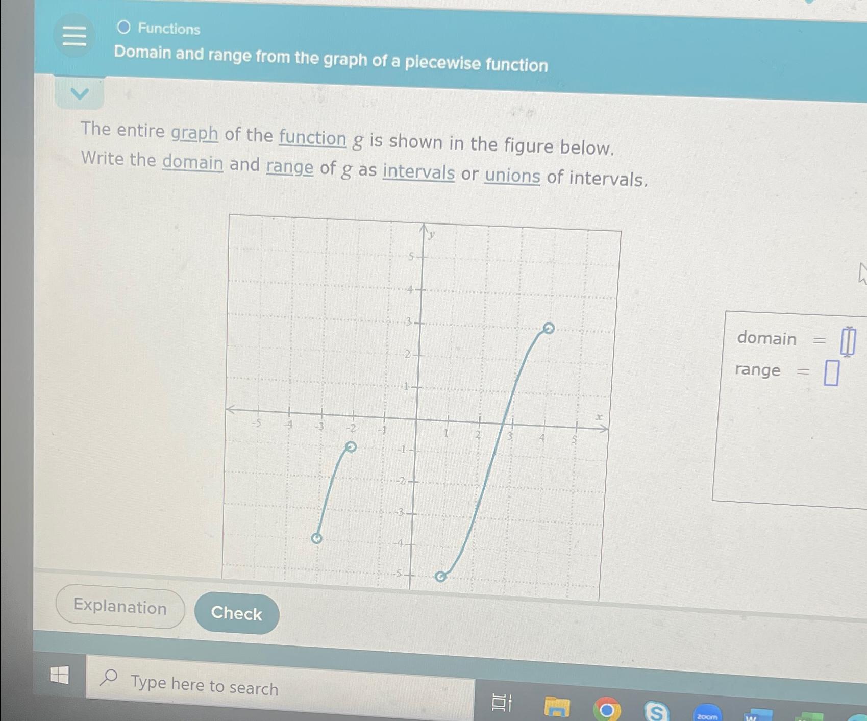 Solved Functionsdomain And Range From The Graph Of A