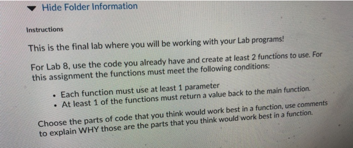 Solved - Hide Folder Information Instructions This is the | Chegg.com