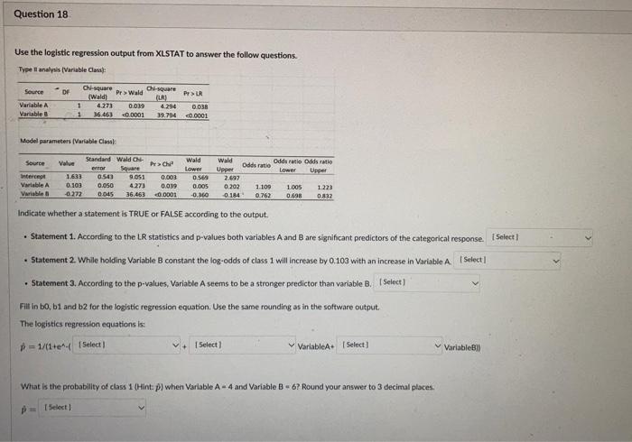 Solved Question 18 Use the logistic regression output from | Chegg.com