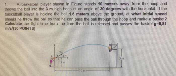 Solved 1. A basketball player shown in Figure stands 10 | Chegg.com