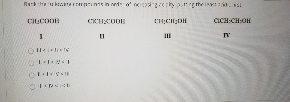 Solved Rank the following compounds in order of increasing | Chegg.com