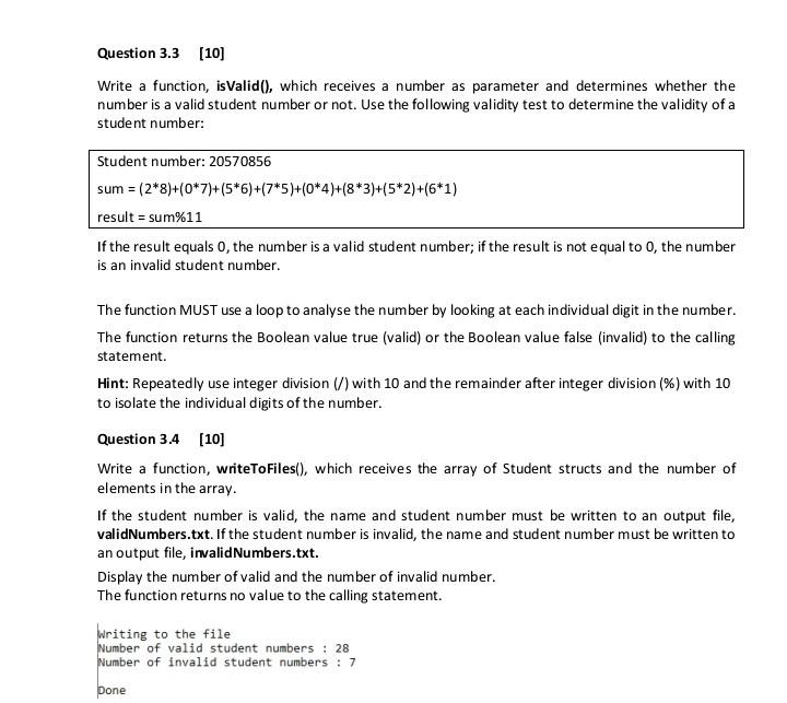 Solved The names and student numbers of students are save in | Chegg.com