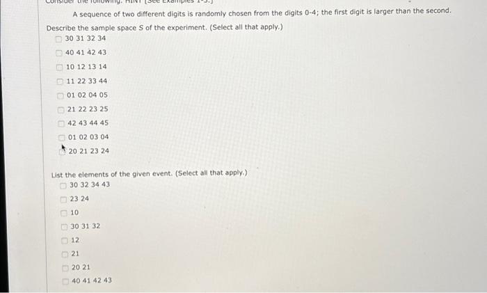 A sequence of two different digits is randomly chosen | Chegg.com