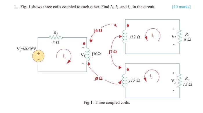 Solved 1. Fig. I shows three coils coupled to each other. | Chegg.com