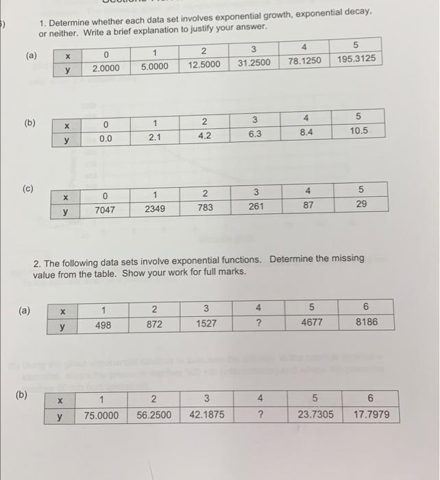 Solved 5) 1. Determine whether each data set involves | Chegg.com