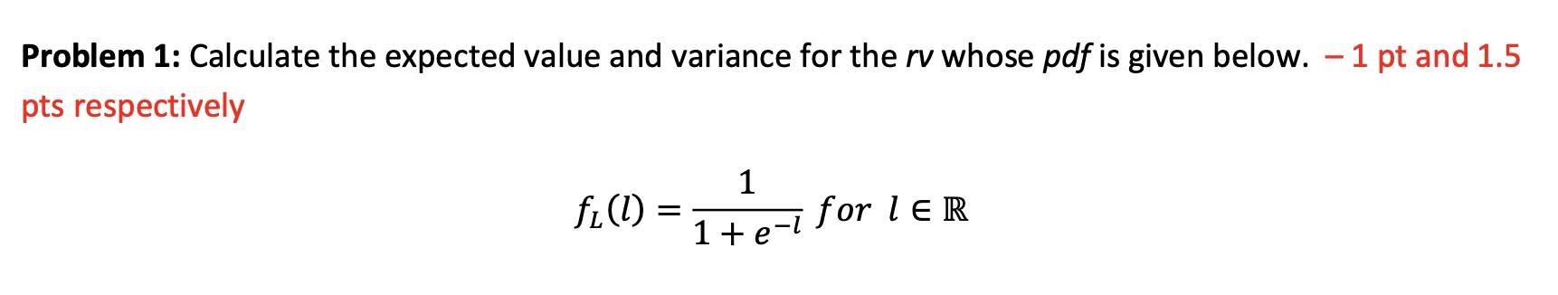 Solved Problem 1: Calculate the expected value and variance | Chegg.com