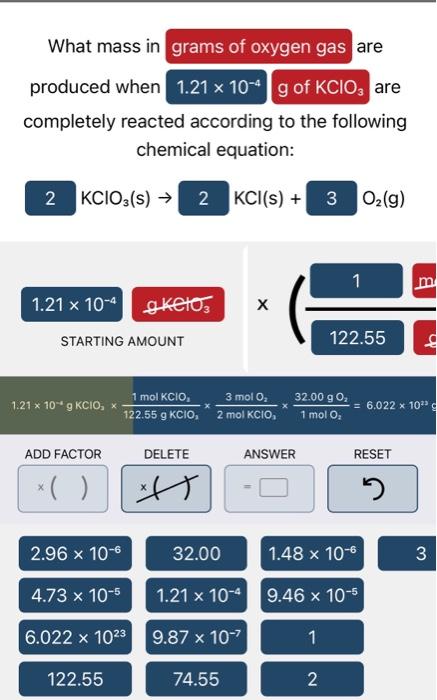 Solved What mass in grams of oxygen gas are produced when | Chegg.com