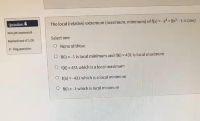 Solved The local (relative) extremum (maximum, minimum) of | Chegg.com