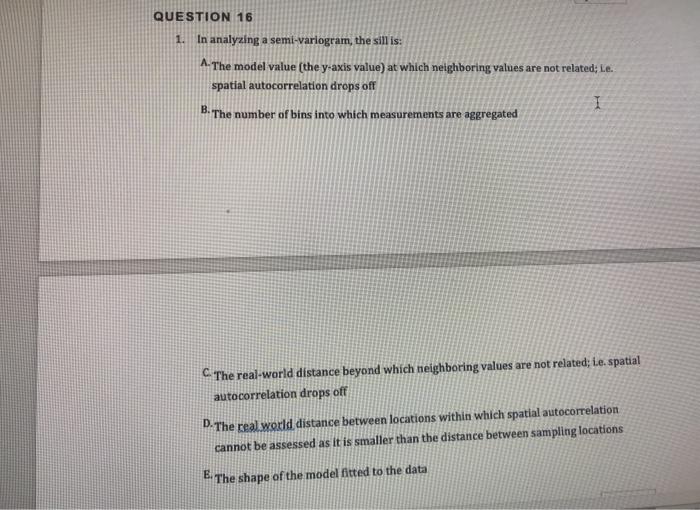 Solved QUESTION 2 1. In analyzing a semi-variogram, the | Chegg.com