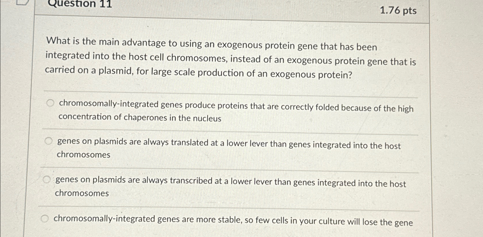 Solved What is the main advantage to using an exogenous | Chegg.com