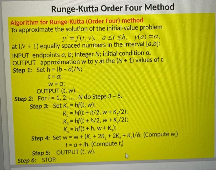 Solved 1 Write Program Code In Matlab For Runge Kutta Order