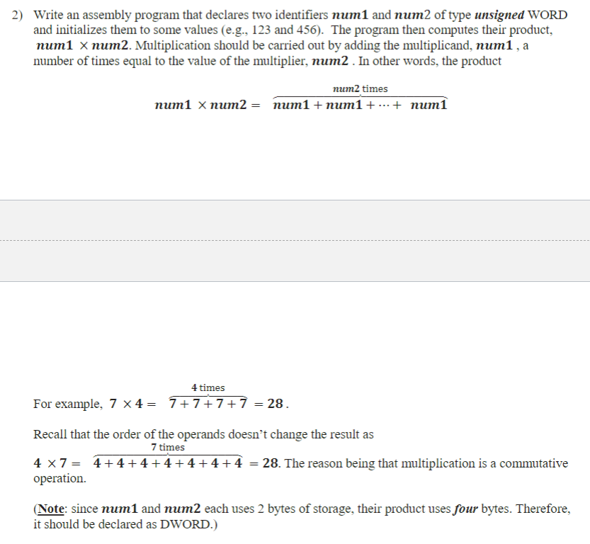 Solved For example, 7×4=obrace(7+7+7+7)4 times =28.Recall | Chegg.com