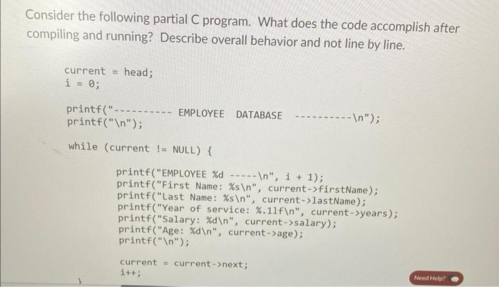 Solved Consider the following partial C program. What does | Chegg.com