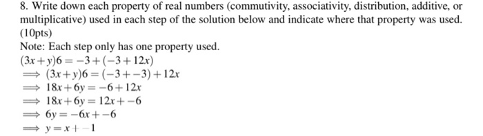 Solved 8. Write down each property of real numbers | Chegg.com