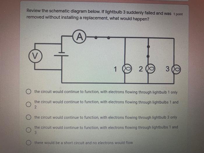 Solved Review the schematic diagram below. If lightbulb 3 | Chegg.com