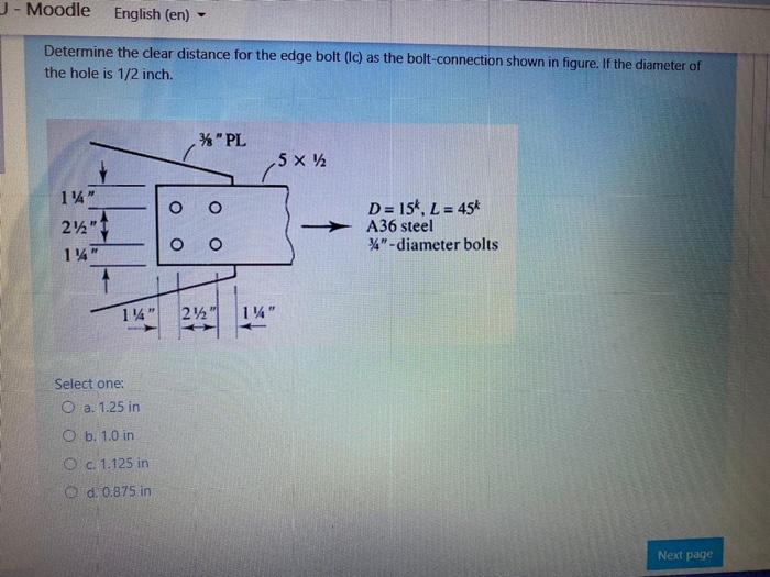 Solved J - Moodle English (en) Determine the clear distance | Chegg.com