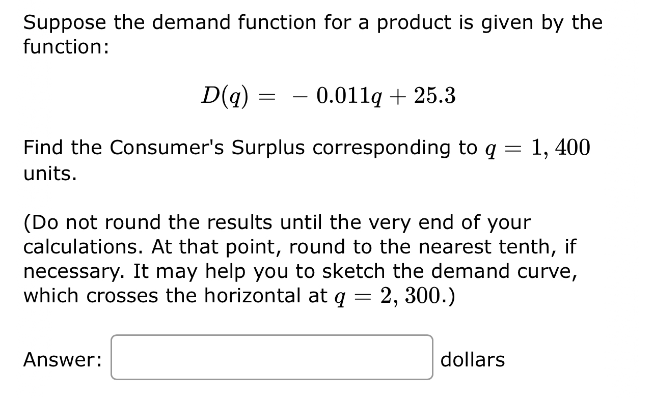 Solved Suppose the demand function for a product is given by | Chegg.com