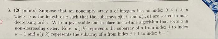 Solved 20 Points Suppose That An Nonempty Array A Of 