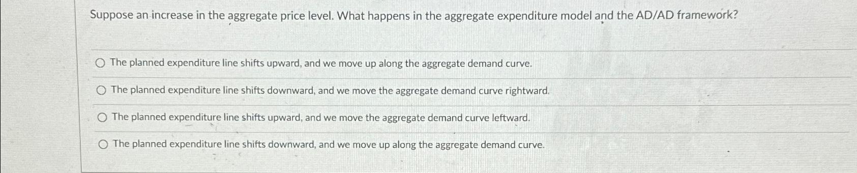 Solved Suppose an increase in the aggregate price level. | Chegg.com