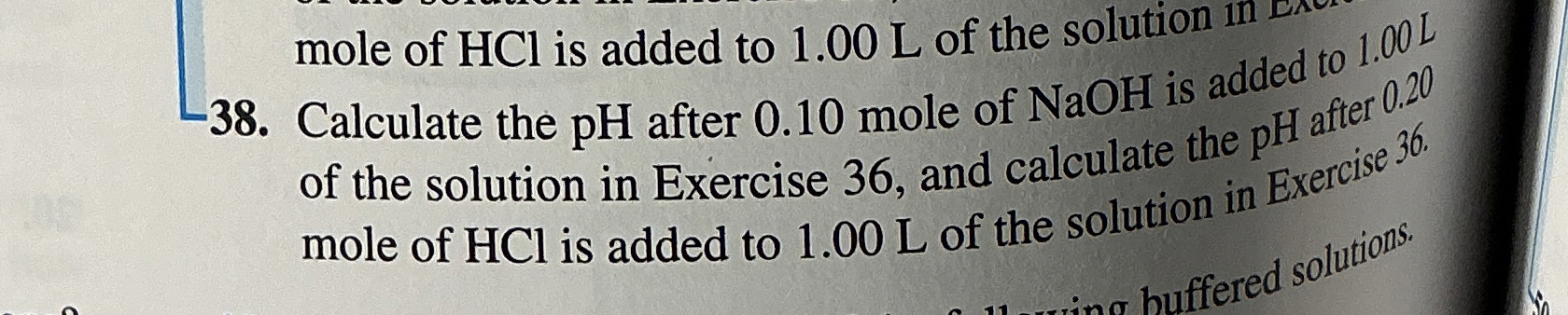 Solved mole of HCl is added to 1.00 ﻿L of the solution in38. | Chegg.com
