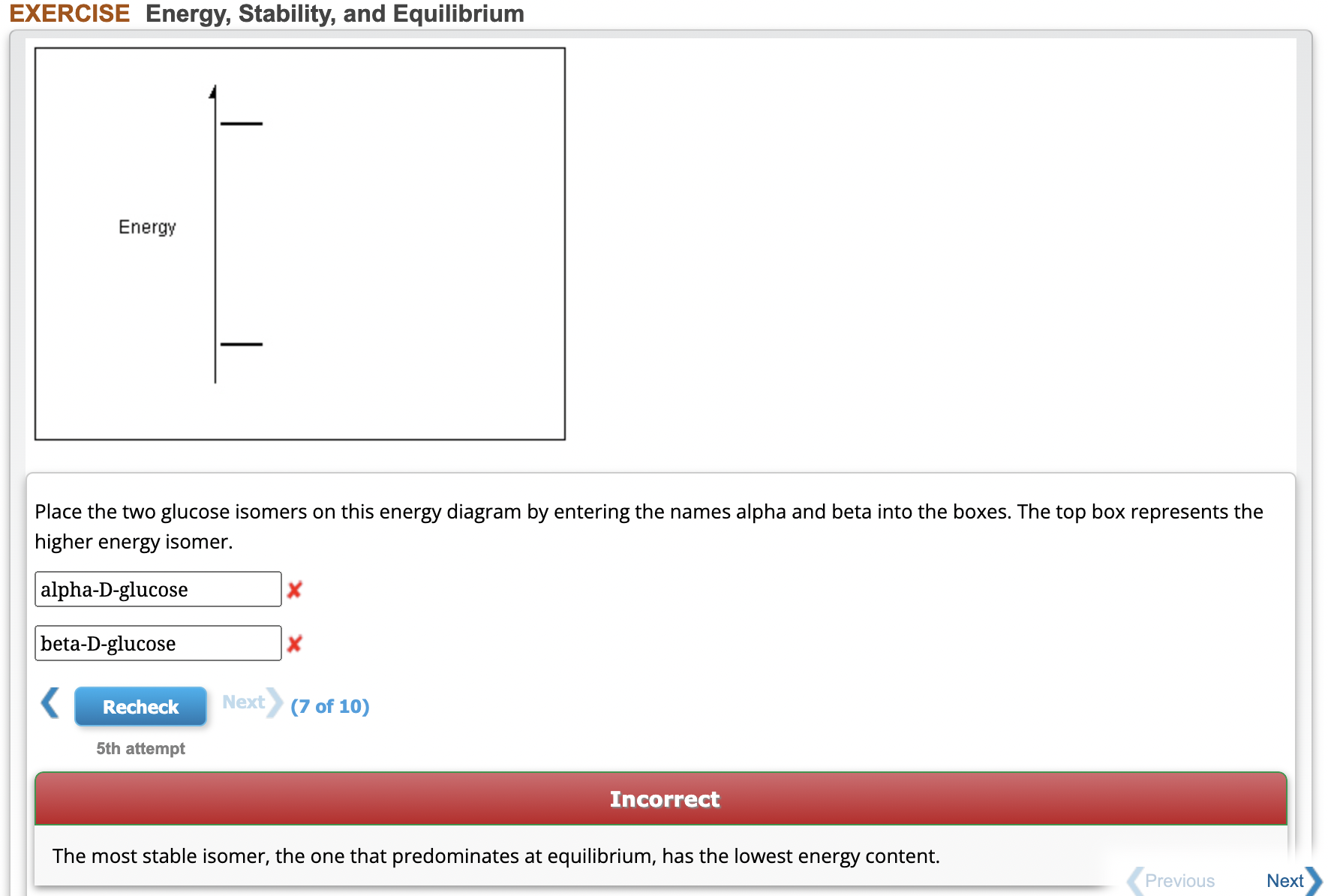 Solved EXERCISE Energy, Stability, and EquilibriumPlace the | Chegg.com