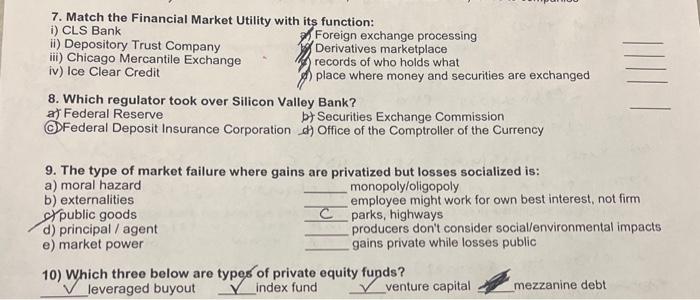 Solved 7. Match the Financial Market Utility with its | Chegg.com