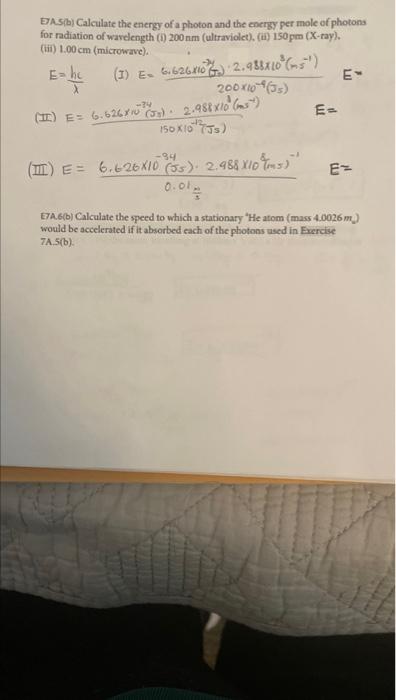 Solved EA Asp) Calculate the energy of a photon and the | Chegg.com